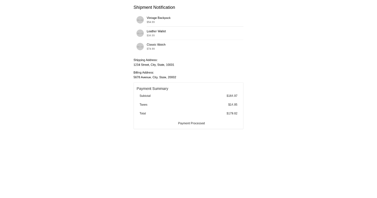 Shipment Details Interface - Free React, Mui Component