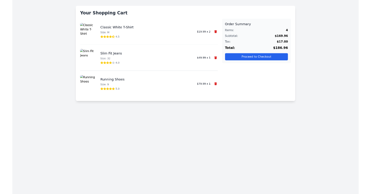 Shopping Cart - Free React, Tailwind Component