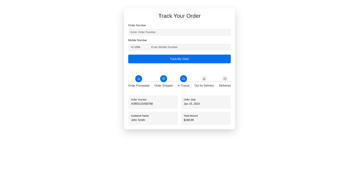 Order Tracking Component - Free Html, Bootstrap Component
