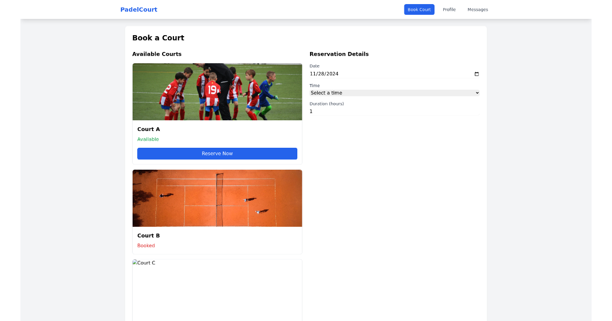 Padel Booking App - Free React, Tailwind Component