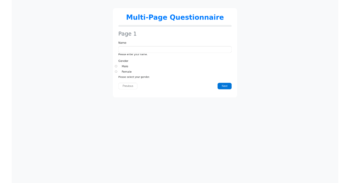 Multi- Page Questionnaire - Free Html, Bootstrap Component