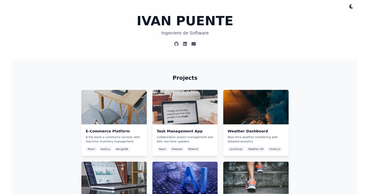 Portfolio Landing - Free React, Tailwind Component