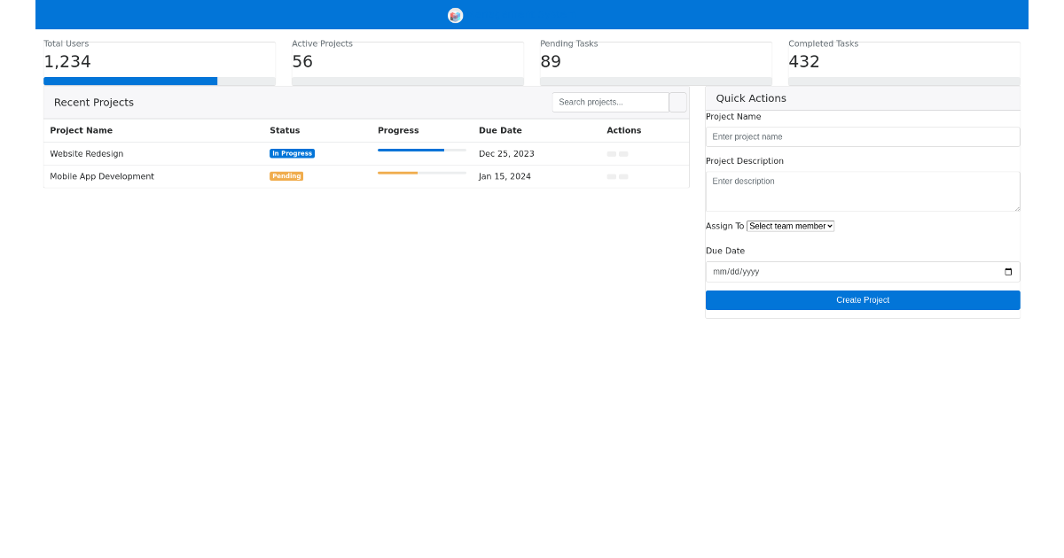 Management Dashboard System - Free Html, Bootstrap Component
