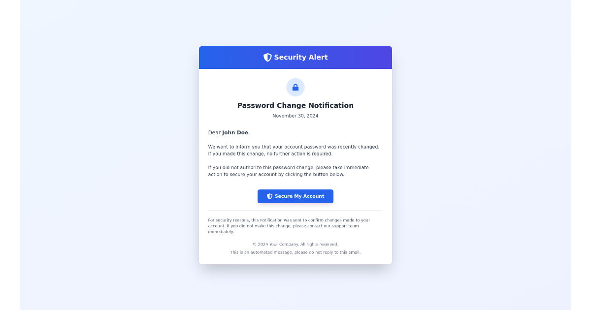 Password Change Email - Free React, Tailwind Component