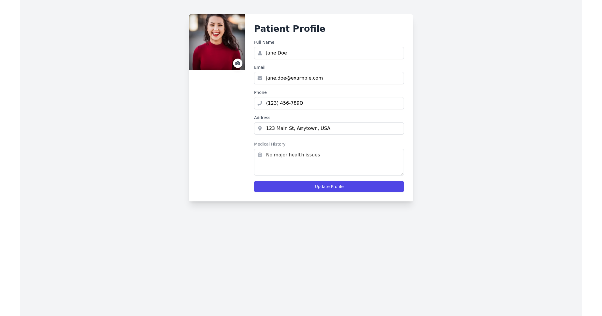Patient Profile Page - Free React, Tailwind Component