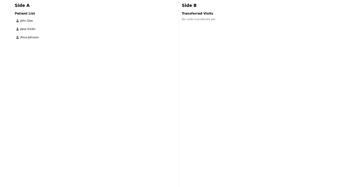 Modern React Patient Visit Transfer Component with Tailwind CSS