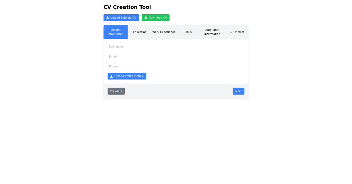 C V Creation Tool - Free React, Tailwind Component