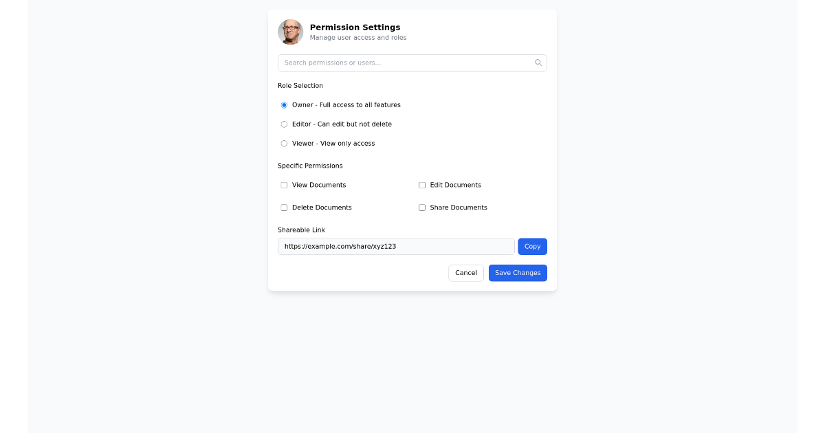 Permission Control Panel - Free Html, Tailwind Component