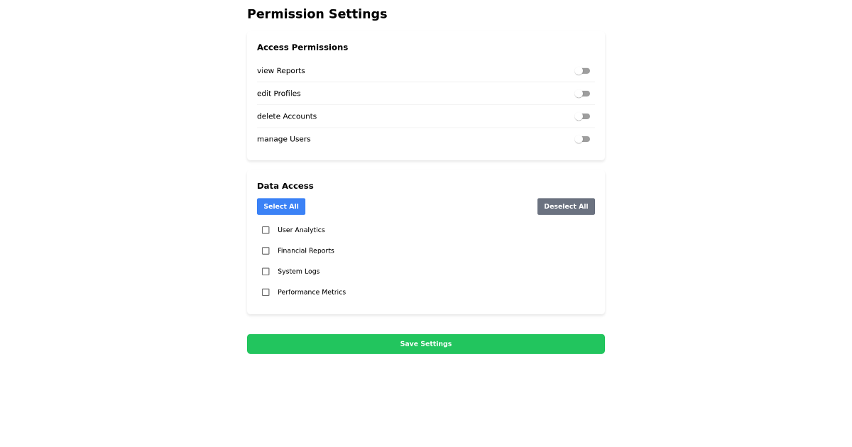 Permission Settings Component - Free React, Tailwind Component