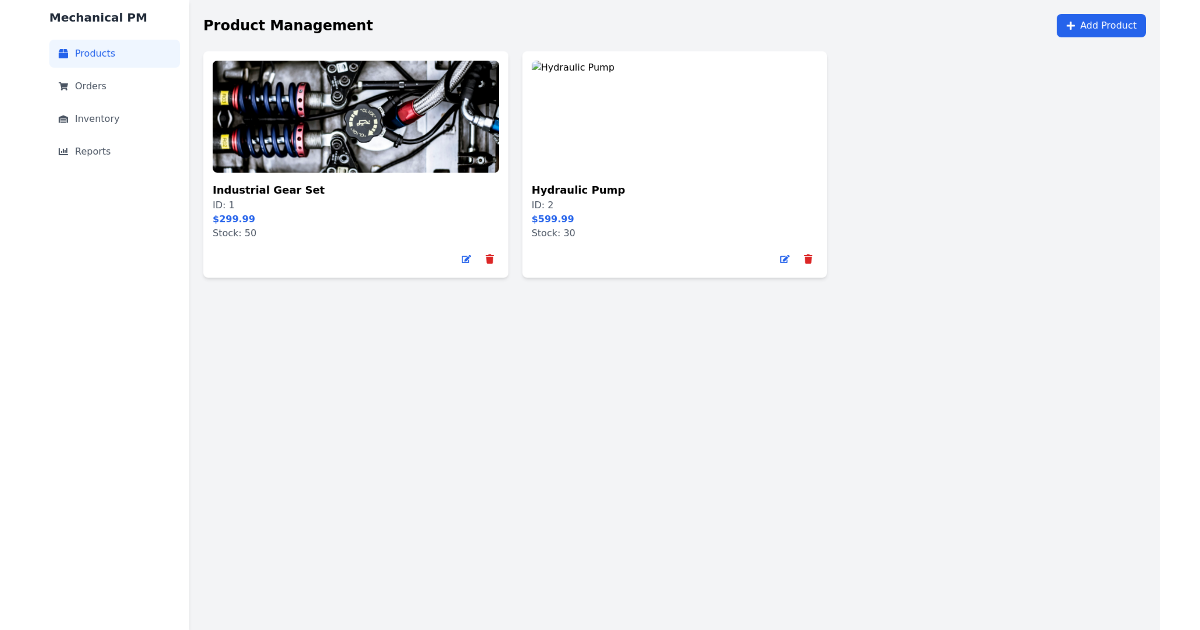 Mechanical Product Interface - Free React, Tailwind Component