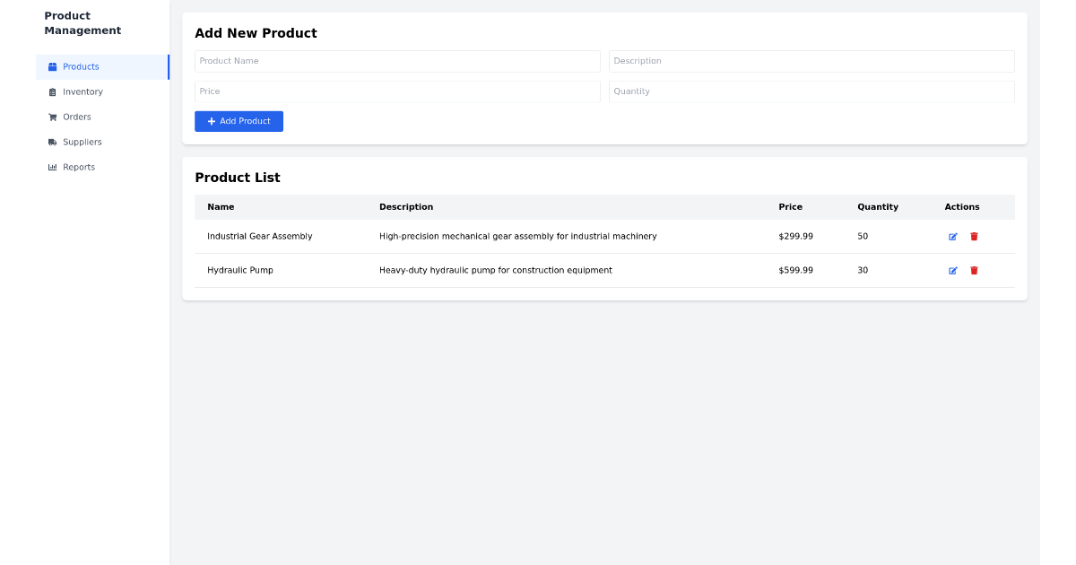 Mechanical Product Interface - Free React, Tailwind Component