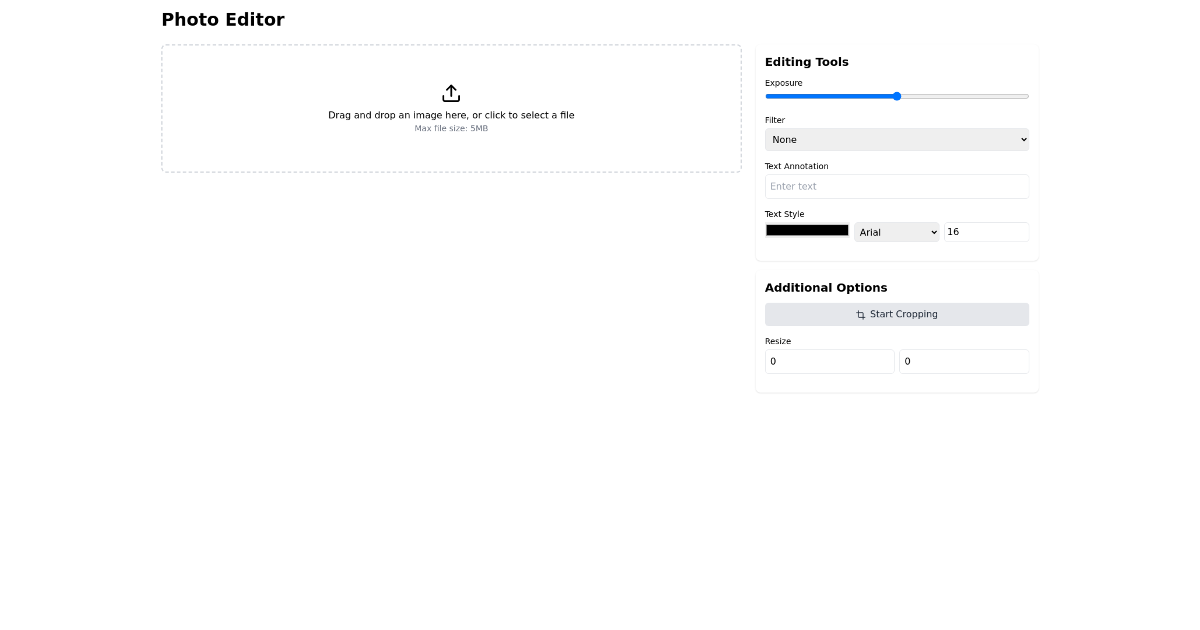 Tailwind React Photo Editing Component: Adjust Exposure, Apply Filters ...