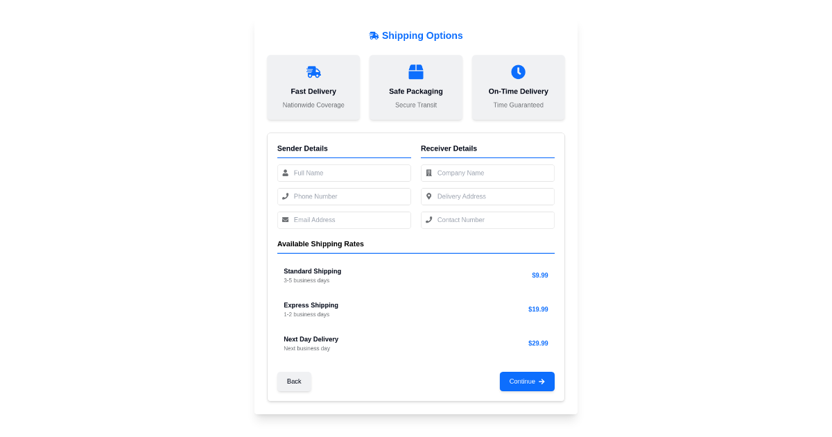 Shipping Rate Container - Free React, Tailwind Component