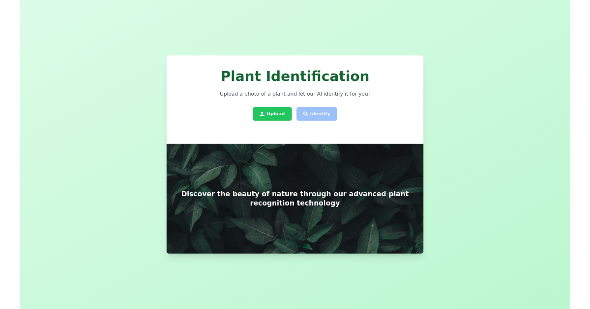 Plant Identification Home Page - Free React, Tailwind Component