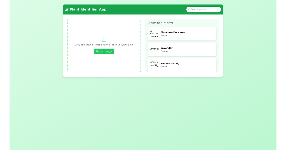 Plant Identifier App - Free React, Tailwind Component