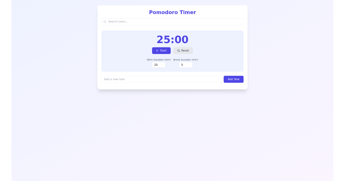 Pomodoro Time Scheduler React Component | Tailwind UI
