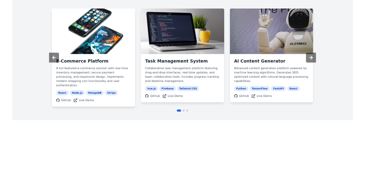 Project Carousel - Free React, Tailwind Component
