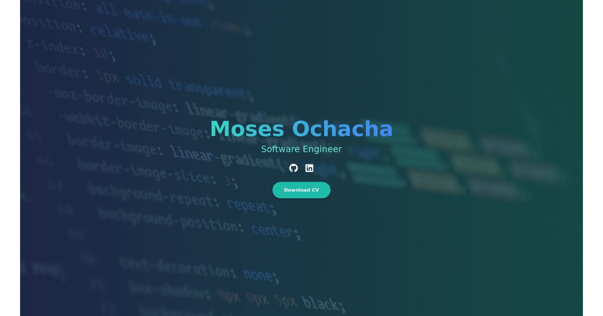 Modern Responsive Portfolio for Moses Ochacha | Tailwind & React