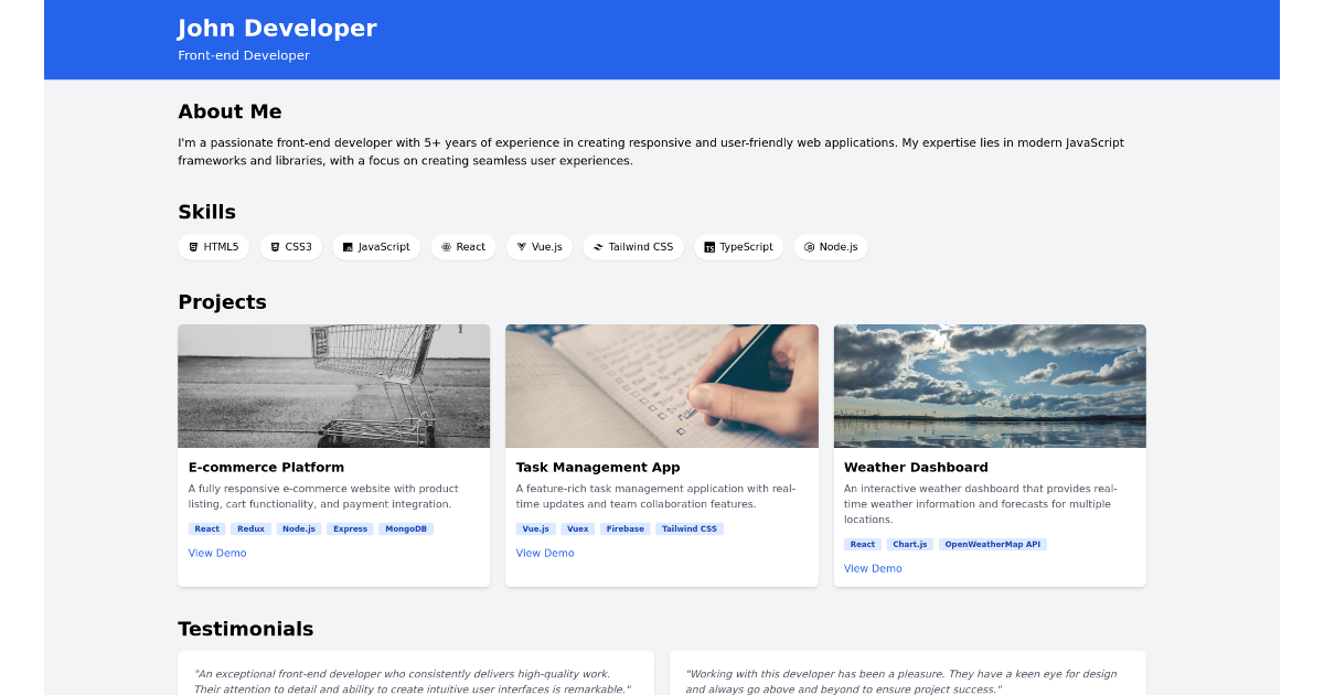 Portfolio - Free React, Tailwind Component