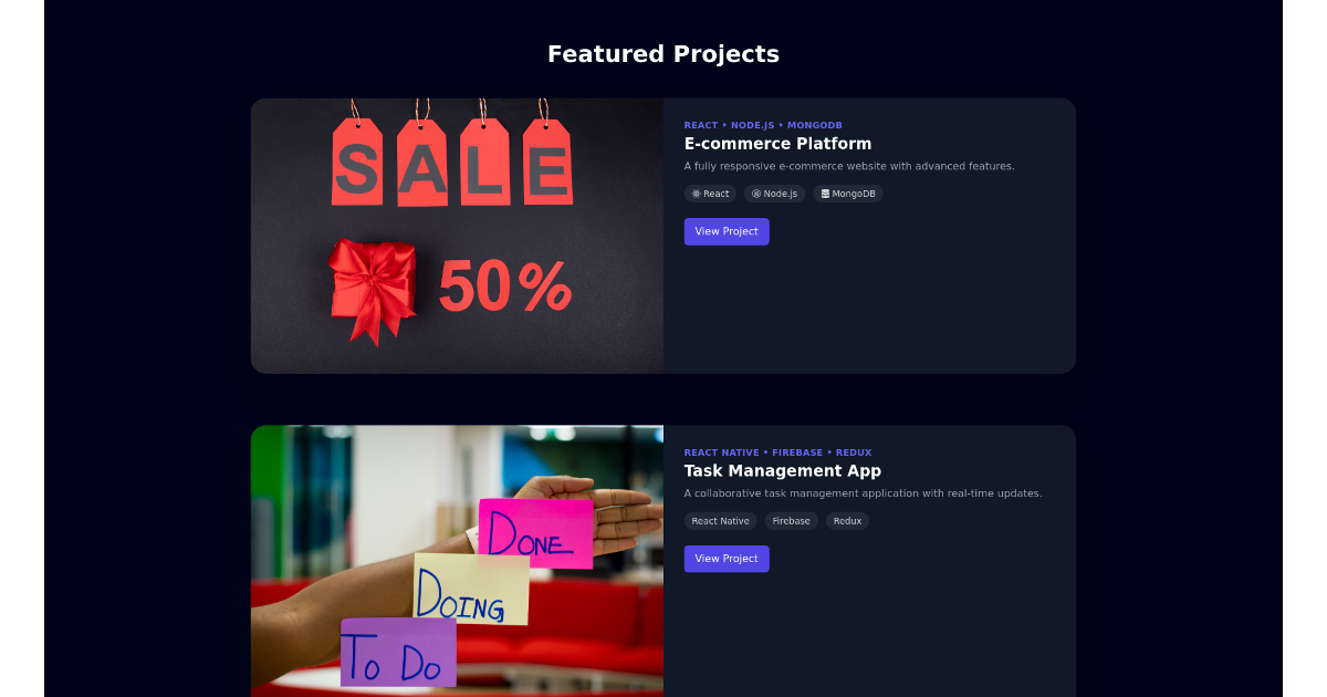 Project Section - Free React, Tailwind Component