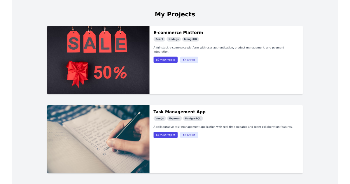 Projects Free React Tailwind Component