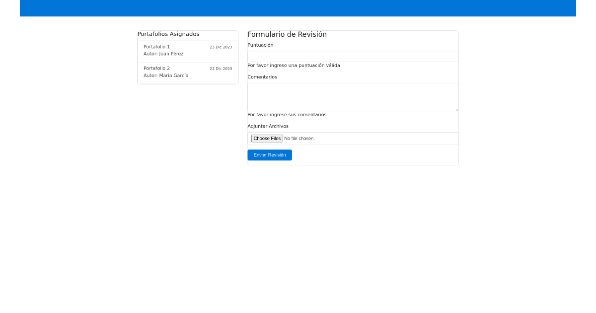 Portfolio Review System - Free Html, Bootstrap Component