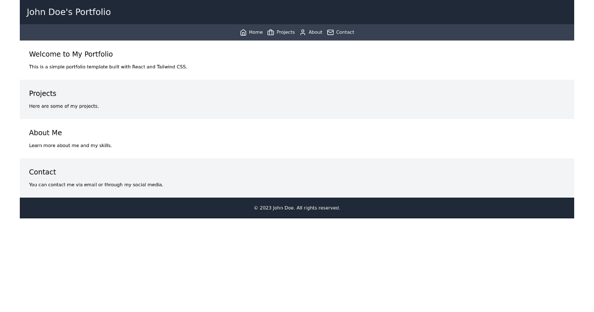 Portfolio Template - Free React, Tailwind Component