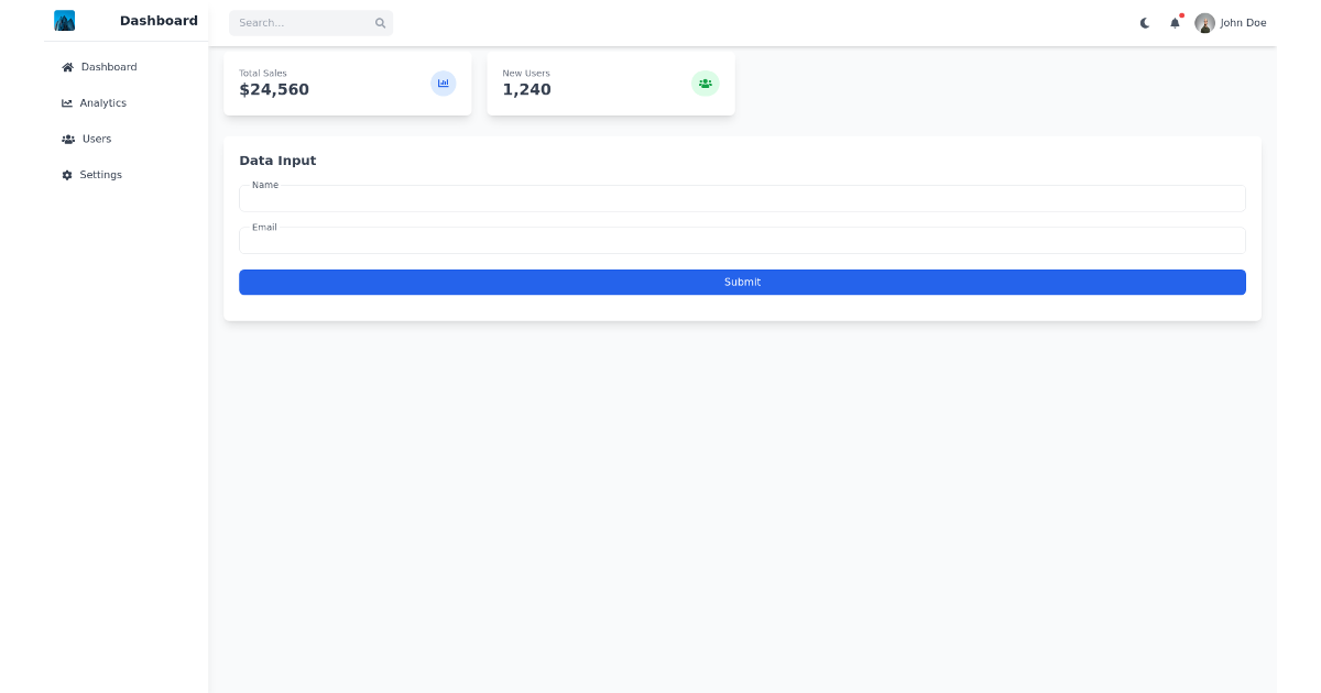 Premium Dashboard Component - Free Html, Tailwind Component