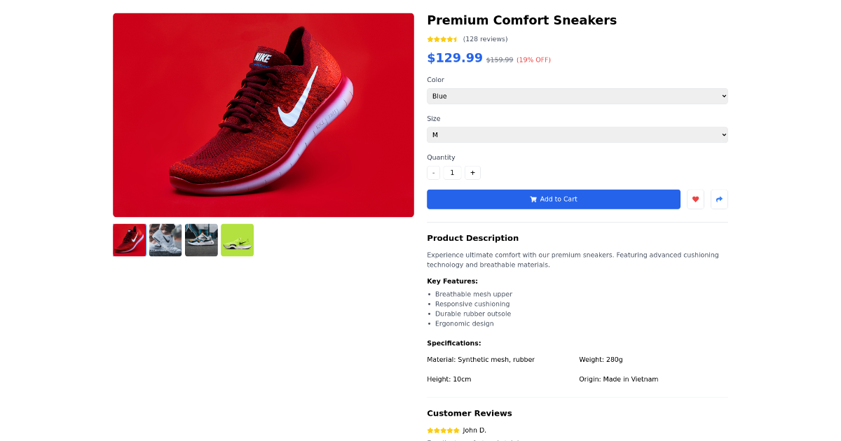 Product Detail - Free React, Tailwind Component