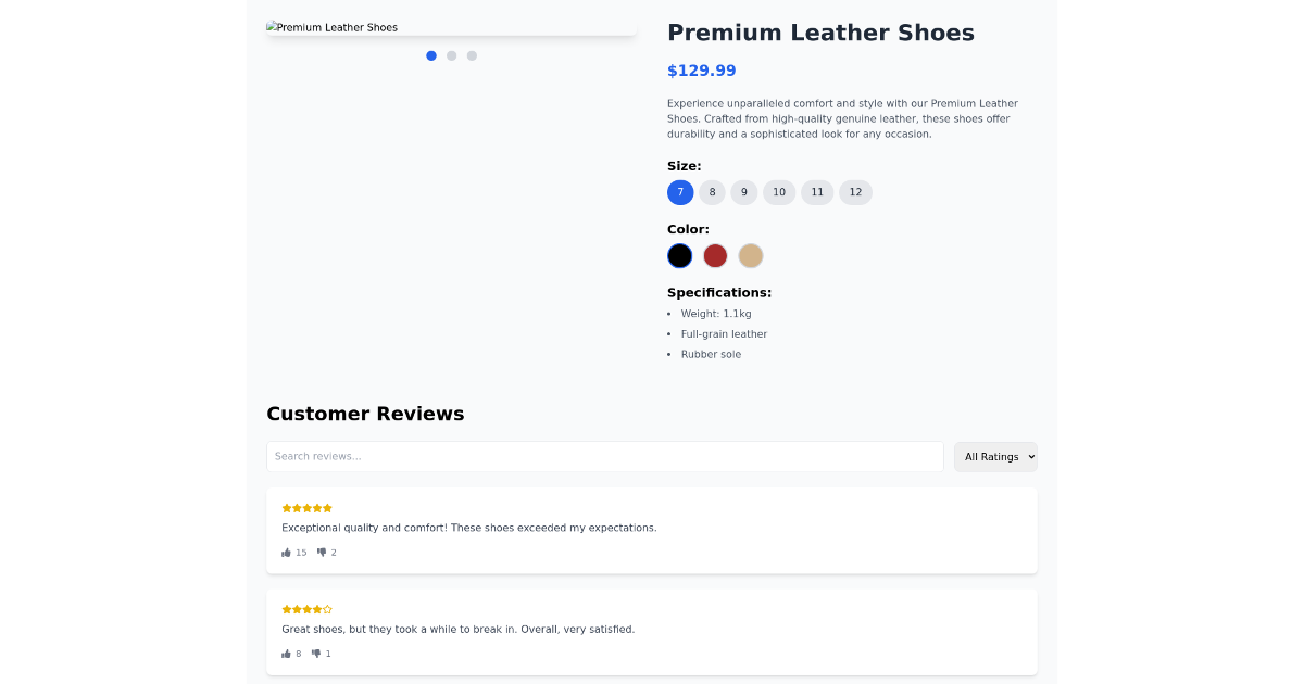 Product Data - Free React, Tailwind Component
