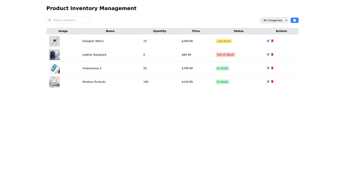 Product Inventory Management - Free React, Tailwind Component