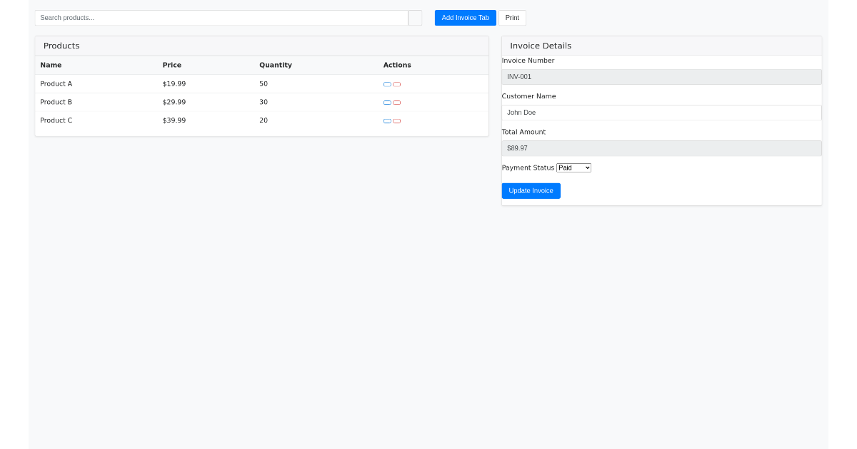 Product Invoice Manager - Free Html, Bootstrap Component