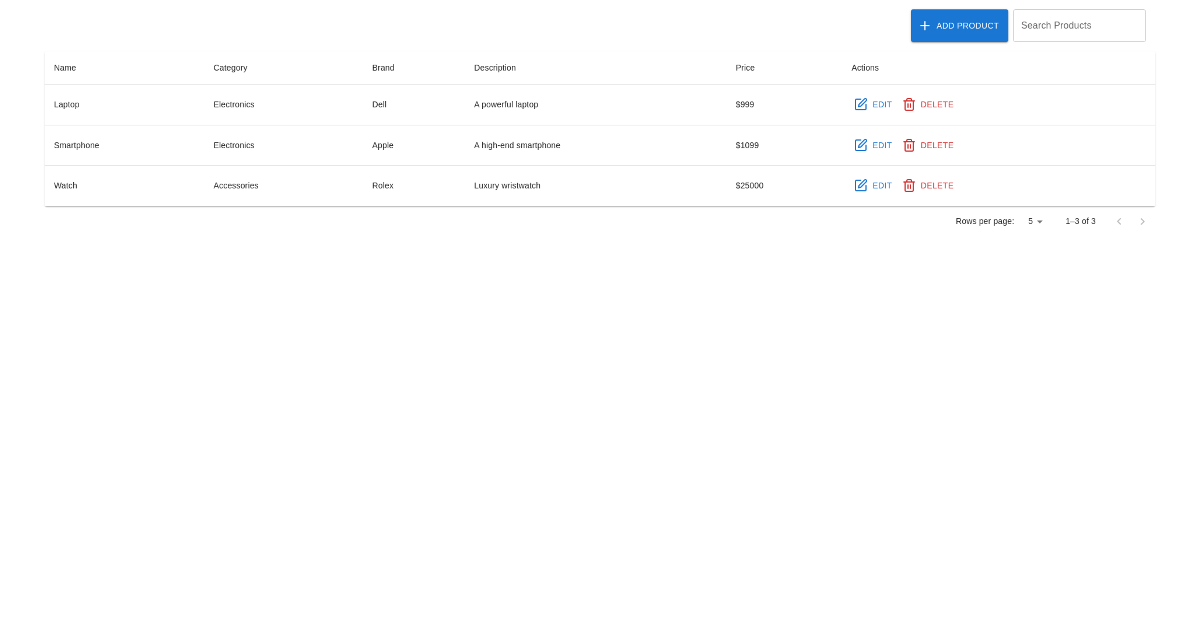 Product Table - Free React, Mui Component