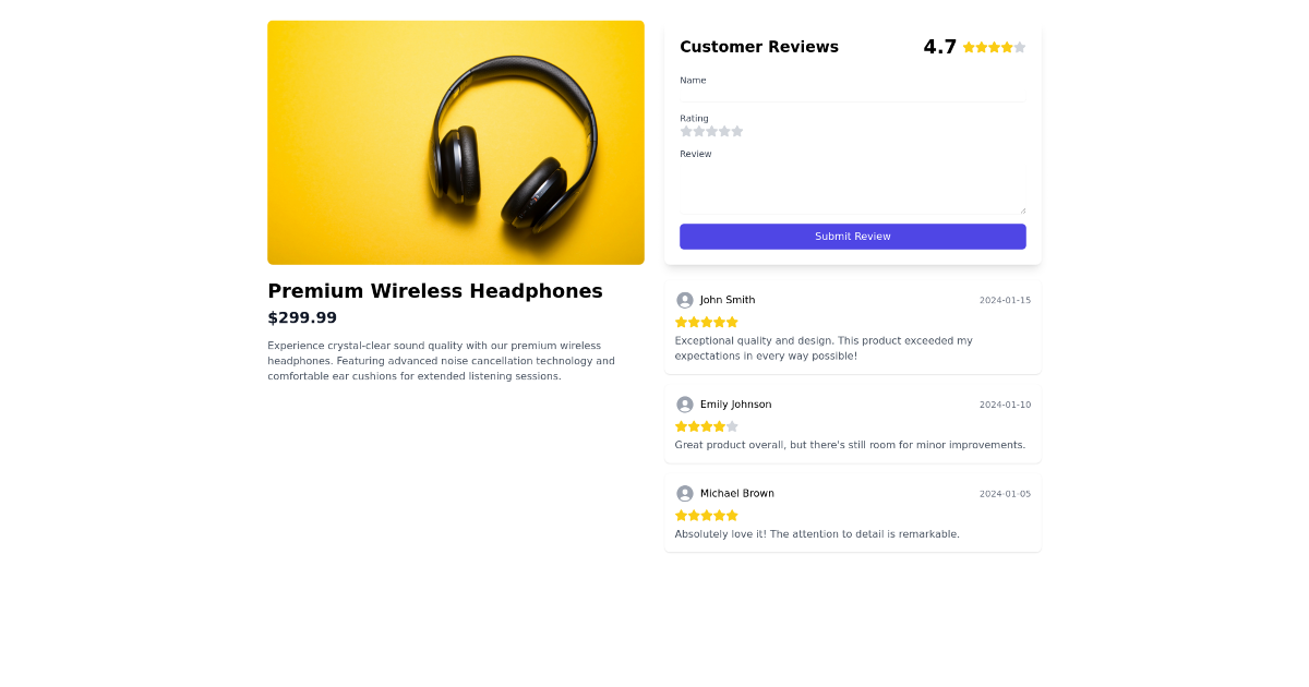 Product Overview - Free React, Tailwind Component