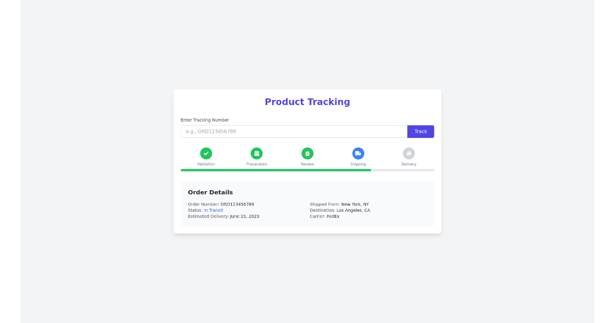 Product Tracking Component - Free Html, Tailwind Component