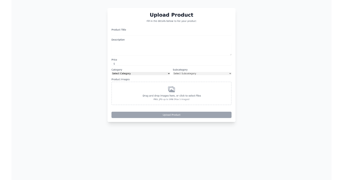 Product Upload Form - Free React, Tailwind Component
