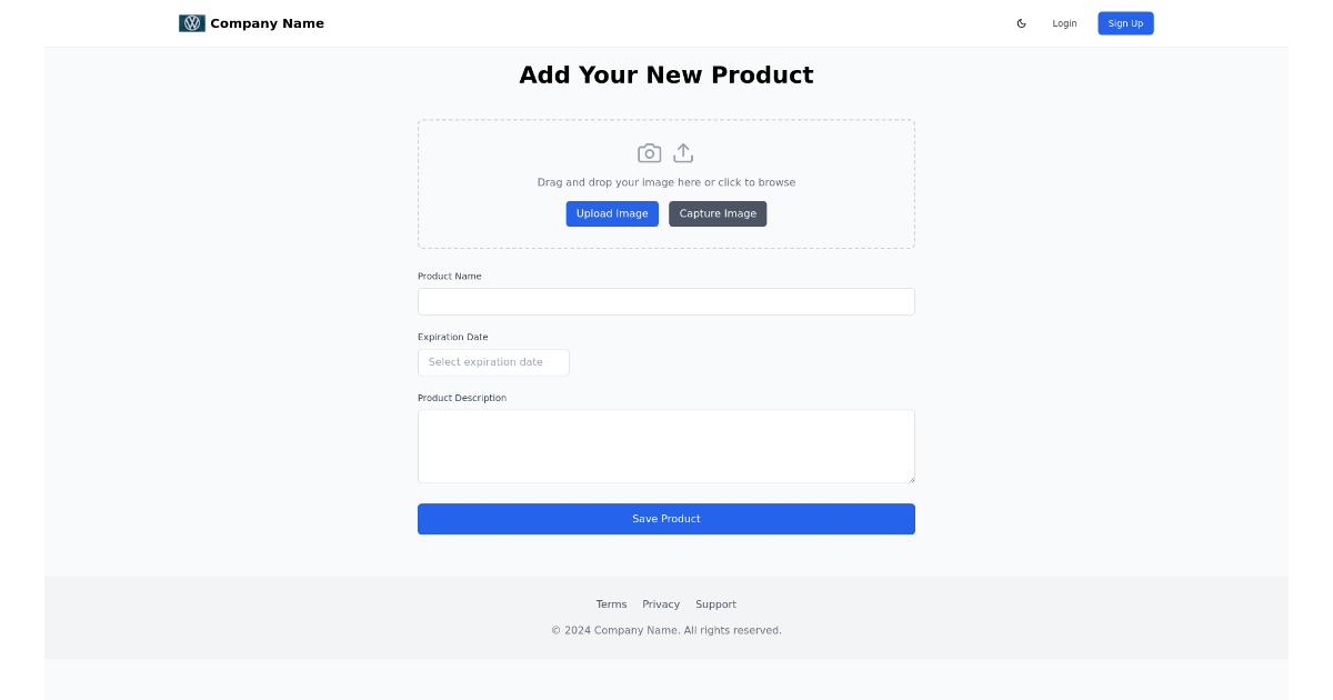 Product Upload - Free React, Tailwind Component