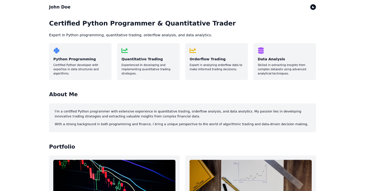 Sito Web Professionale | Programmatore Python, Trader Quantitativo, Data Analyst