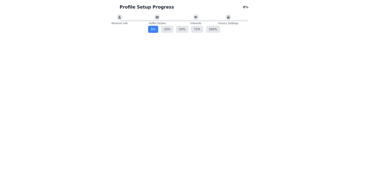 Profile Setup Progress - Free React, Tailwind Component