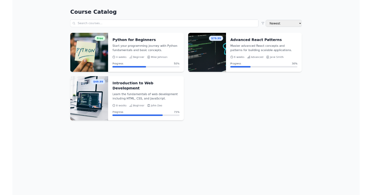 Course Card - Free React, Tailwind Component
