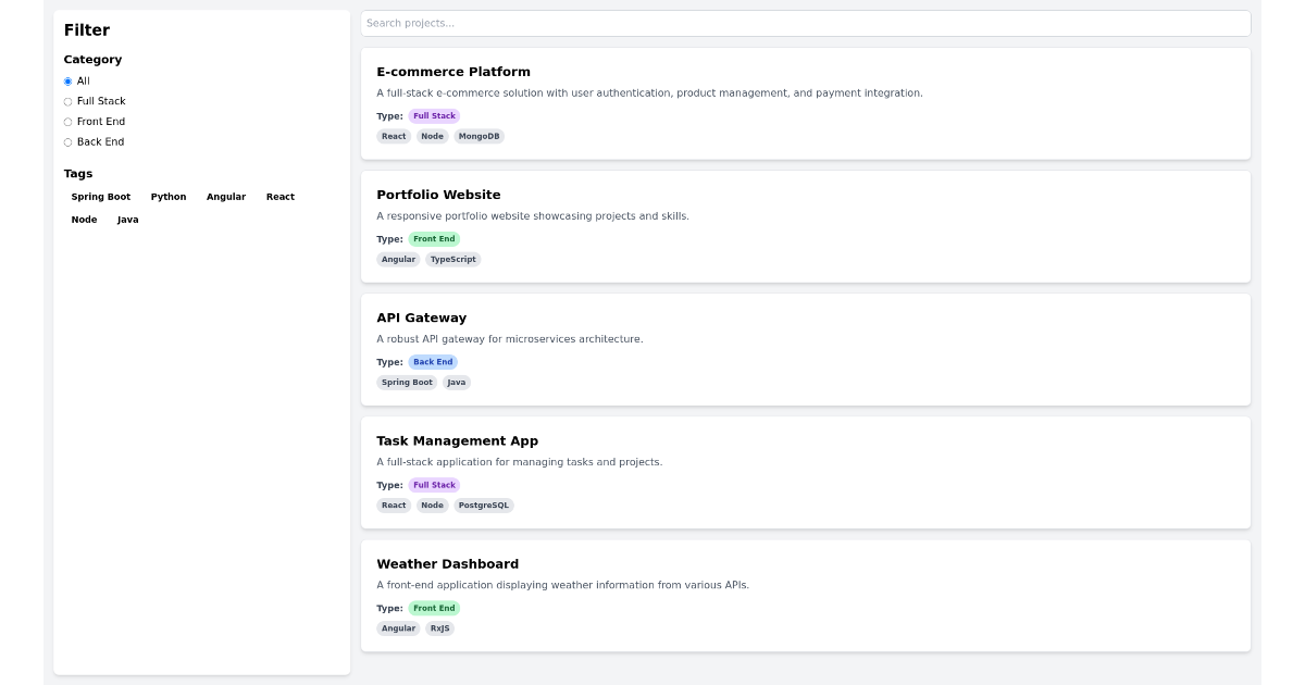 Project Showcase Component - Free Angular, Tailwind Component