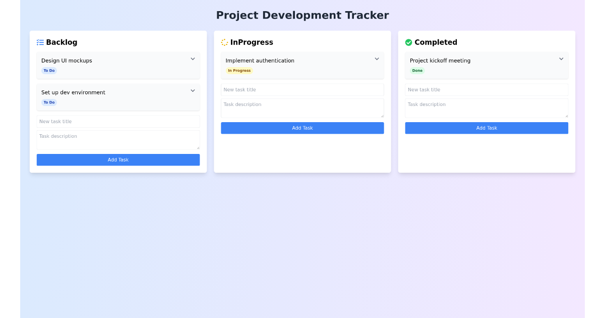 Project Tracker - Free React, Tailwind Component