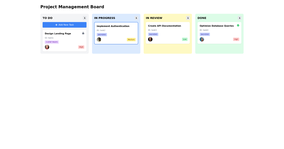 Project Board - Free React, Tailwind Component