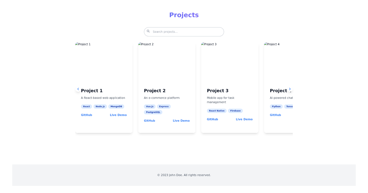 Portfolio - Free React, Tailwind Component