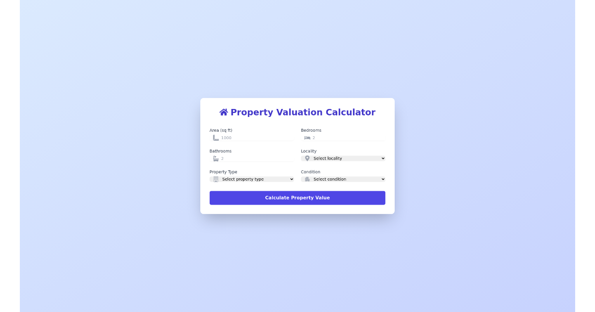 Property Valuation Calculator - Free React, Tailwind Component