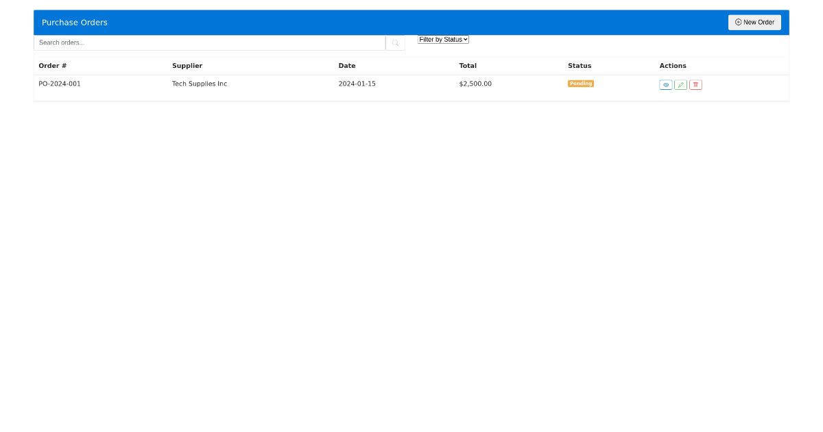 Purchase Order Management - Free Html, Bootstrap Component
