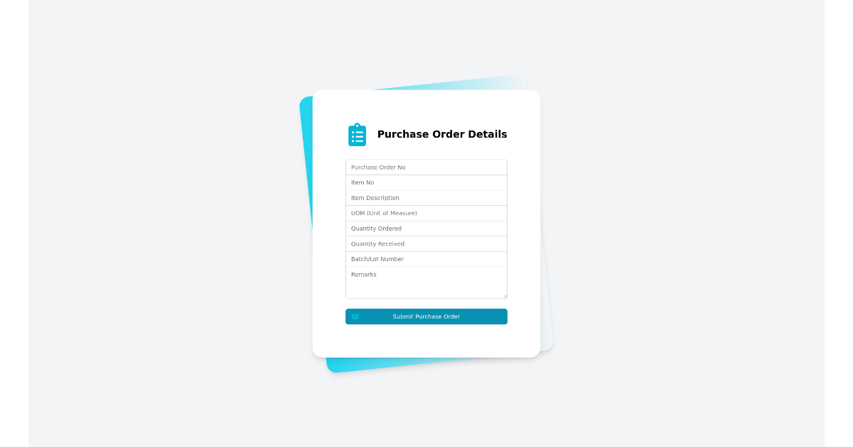 Purchase Order Form - Free React, Tailwind Component