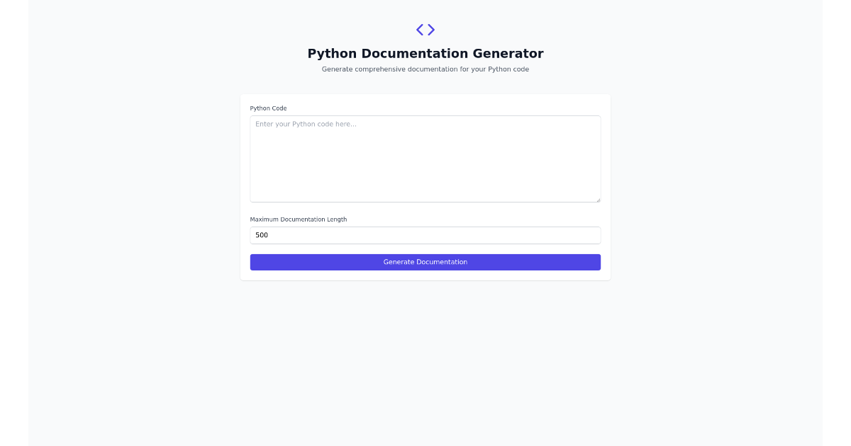 Python Doc Generator - Free React, Tailwind Component