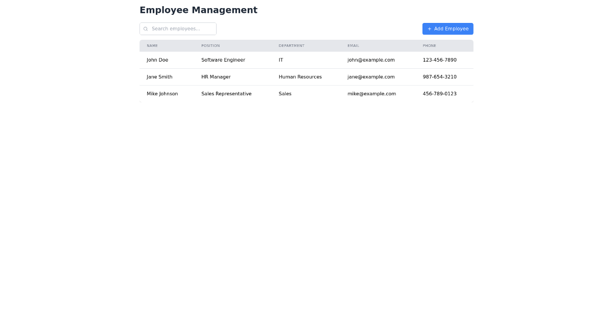 Employee Management - Free React, Tailwind Component