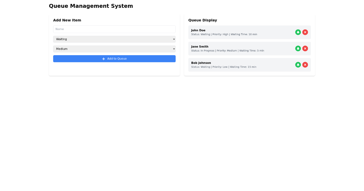 Queue System - Free React, Tailwind Component